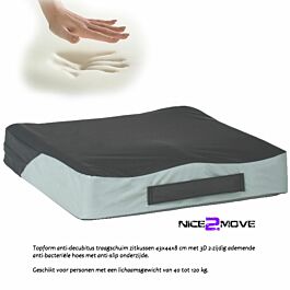 Zitkussen Topform anti-decubitus - traagschuim 43 x 44 x 8 cm met 3D ...